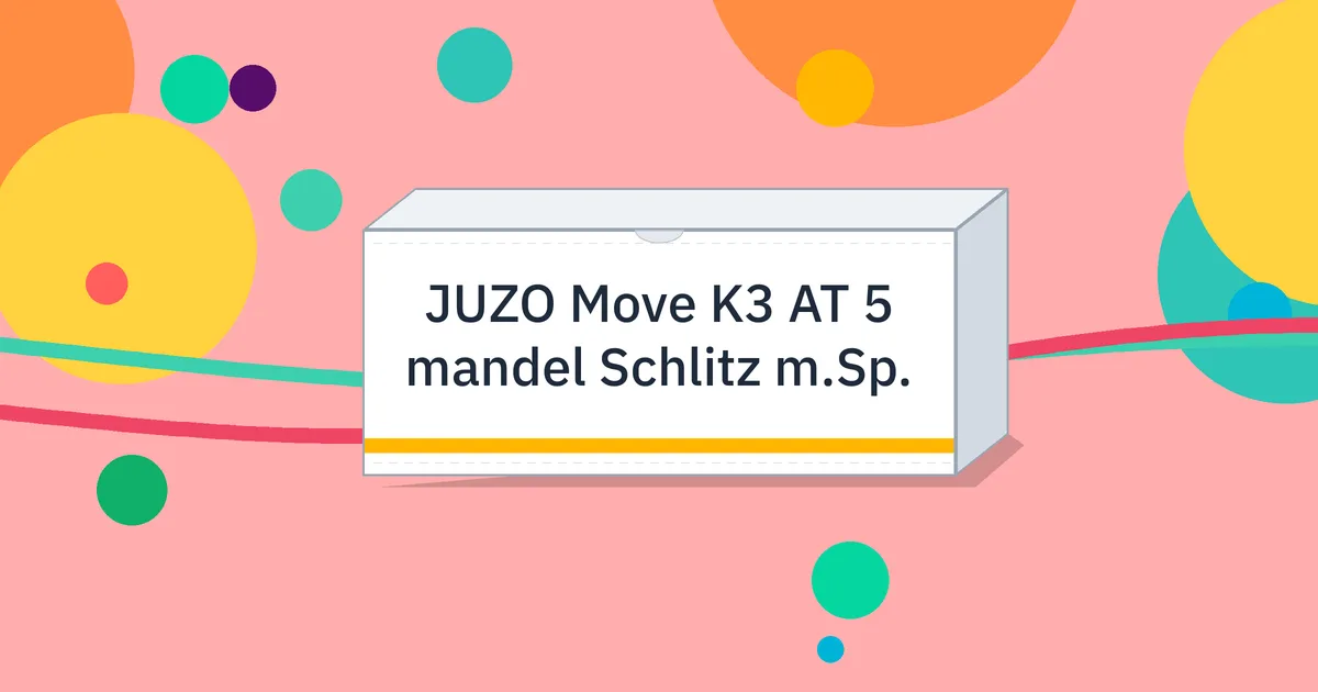 Symbolbild: Packung mit der Aufschrift JUZO Move K3 AT 5 mandel Schlitz m.Sp. (PZN 20678112) – Verfügbarkeit und Bezug in Apotheken in Frankfurt am Main