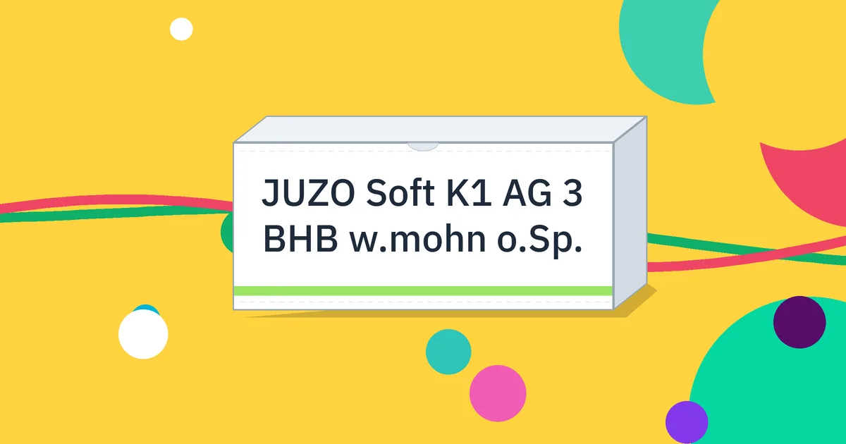 Symbolbild: Packung mit der Aufschrift JUZO Soft K1 AG 3 BHB w.mohn o.Sp. (PZN 14837693) – Verfügbarkeit und Bezug in Apotheken in Frankfurt am Main