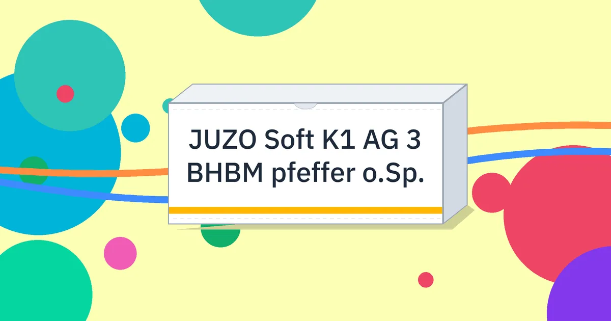 Symbolbild: Packung mit der Aufschrift JUZO Soft K1 AG 3 BHBM pfeffer o.Sp. (PZN 14856791) – Verfügbarkeit und Bezug in Apotheken in Frankfurt am Main