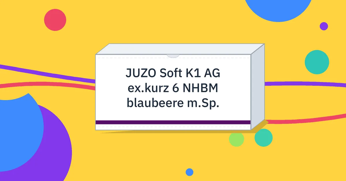 Symbolbild: Packung mit der Aufschrift JUZO Soft K1 AG ex.kurz 6 NHBM blaubeere m.Sp. (PZN 15018075) – Verfügbarkeit und Bezug in Apotheken in Frankfurt am Main