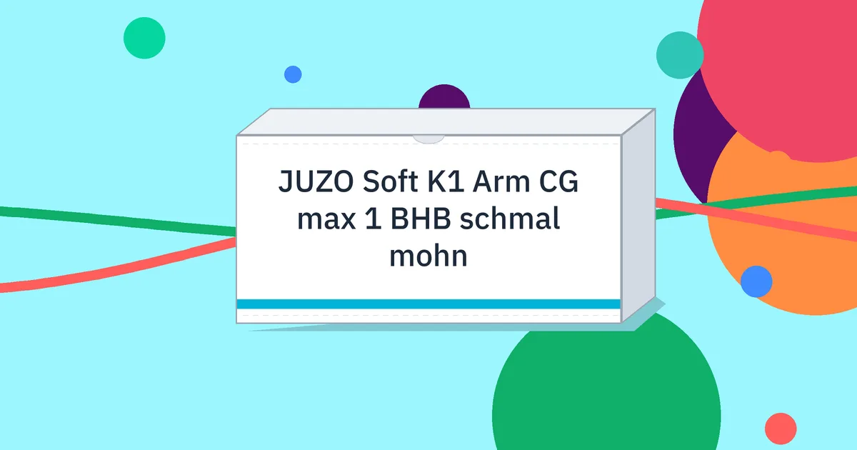 Symbolbild: Packung mit der Aufschrift JUZO Soft K1 Arm CG max 1 BHB schmal mohn (PZN 15509838) – Verfügbarkeit und Bezug in Apotheken in Frankfurt am Main