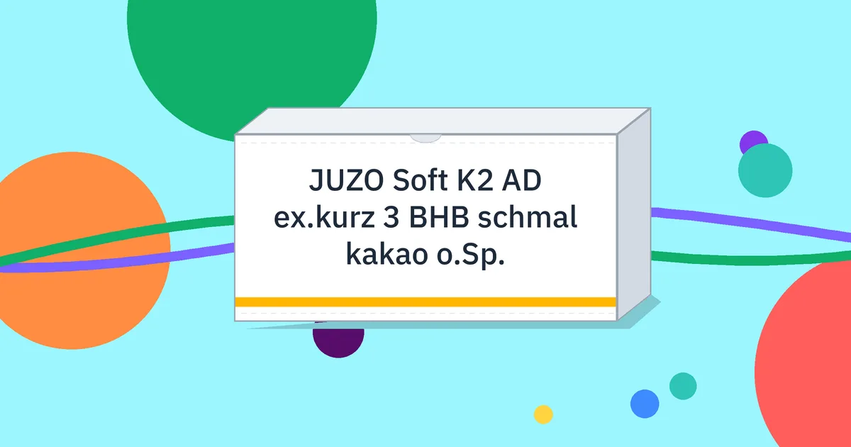Symbolbild: Packung mit der Aufschrift JUZO Soft K2 AD ex.kurz 3 BHB schmal kakao o.Sp. (PZN 15468683) – Verfügbarkeit und Bezug in Apotheken in Frankfurt am Main