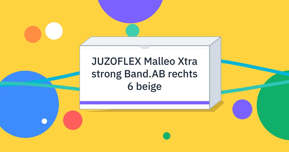 Symbolbild: Packung mit der Aufschrift JUZOFLEX Malleo Xtra strong Band.AB rechts 6 beige (PZN 16634994) – Verfügbarkeit und Bezug in Apotheken in Frankfurt am Main