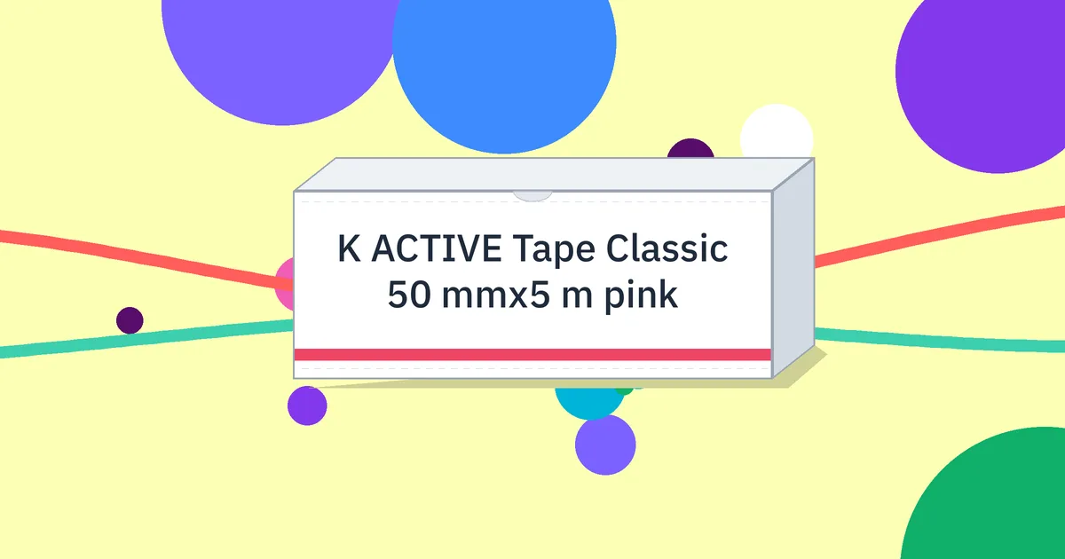 Symbolbild: Packung mit der Aufschrift K ACTIVE Tape Classic 50 mmx5 m pink (PZN 06936151) – Verfügbarkeit und Bezug in Apotheken in Frankfurt am Main