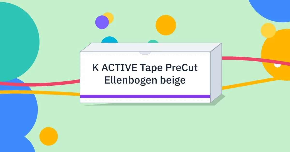 Symbolbild: Packung mit der Aufschrift K ACTIVE Tape PreCut Ellenbogen beige (PZN 06936369) – Verfügbarkeit und Bezug in Apotheken in Frankfurt am Main