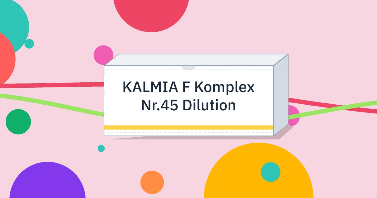 Symbolbild: Packung mit der Aufschrift KALMIA F Komplex Nr.45 Dilution (PZN 04484331) – Verfügbarkeit und Bezug in Apotheken in Frankfurt am Main