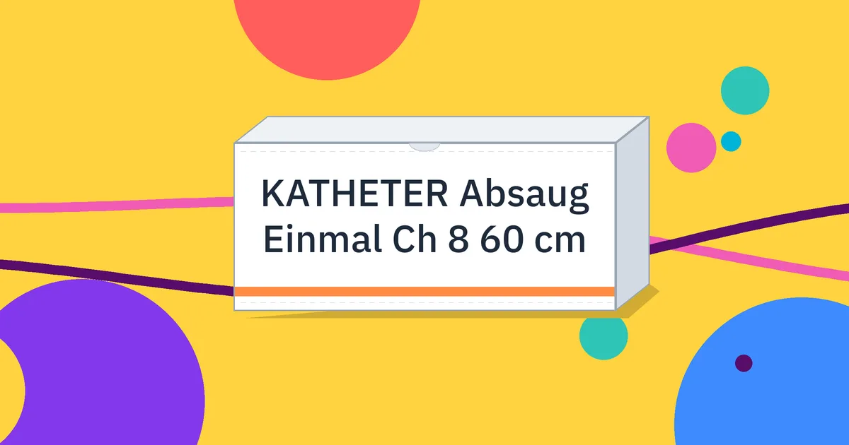 Symbolbild: Packung mit der Aufschrift KATHETER Absaug Einmal Ch 8 60 cm (PZN 02441524) – Verfügbarkeit und Bezug in Apotheken in Frankfurt am Main