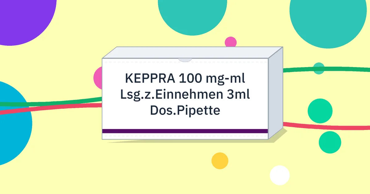 Symbolbild: Packung mit der Aufschrift KEPPRA 100 mg-ml Lsg.z.Einnehmen 3ml Dos.Pipette (PZN 08829235) – Verfügbarkeit und Bezug in Apotheken in Frankfurt am Main