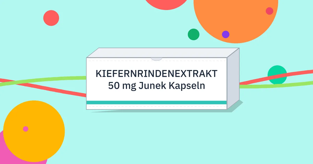 Symbolbild: Packung mit der Aufschrift KIEFERNRINDENEXTRAKT 50 mg Junek Kapseln (PZN 01644946) – Verfügbarkeit und Bezug in Apotheken in Frankfurt am Main