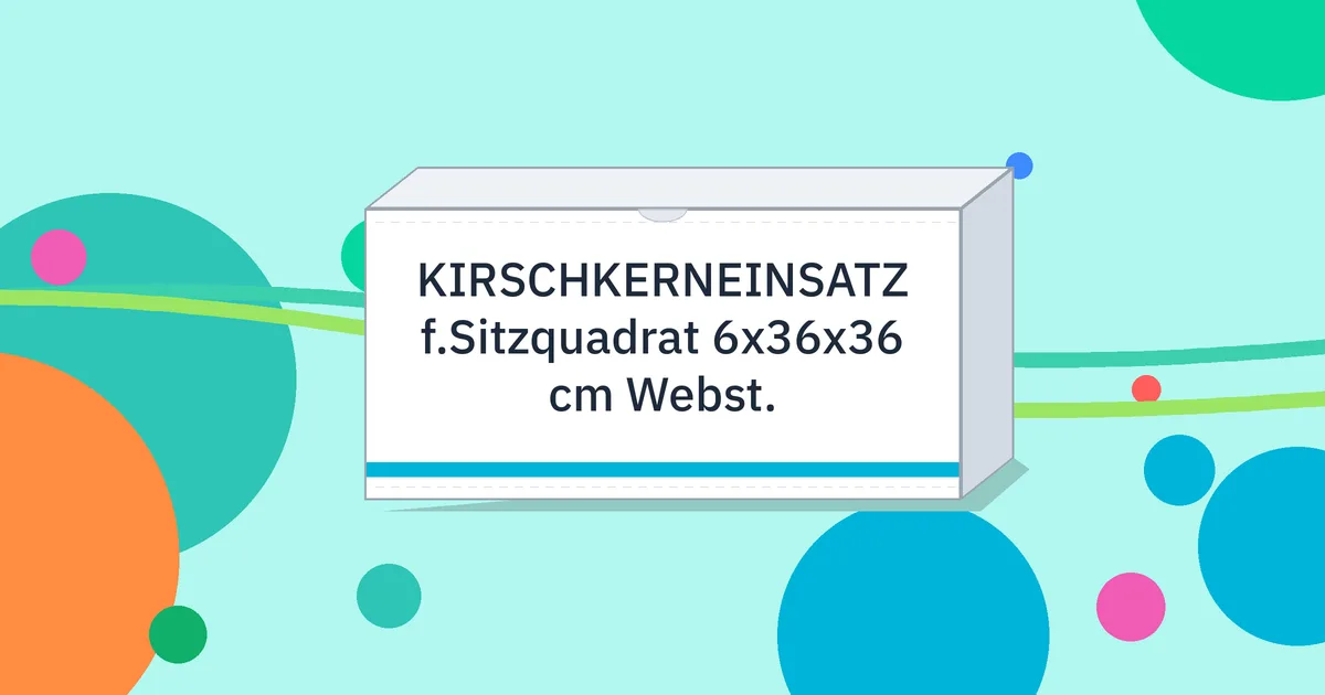Symbolbild: Packung mit der Aufschrift KIRSCHKERNEINSATZ f.Sitzquadrat 6x36x36 cm Webst. (PZN 04619096) – Verfügbarkeit und Bezug in Apotheken in Frankfurt am Main
