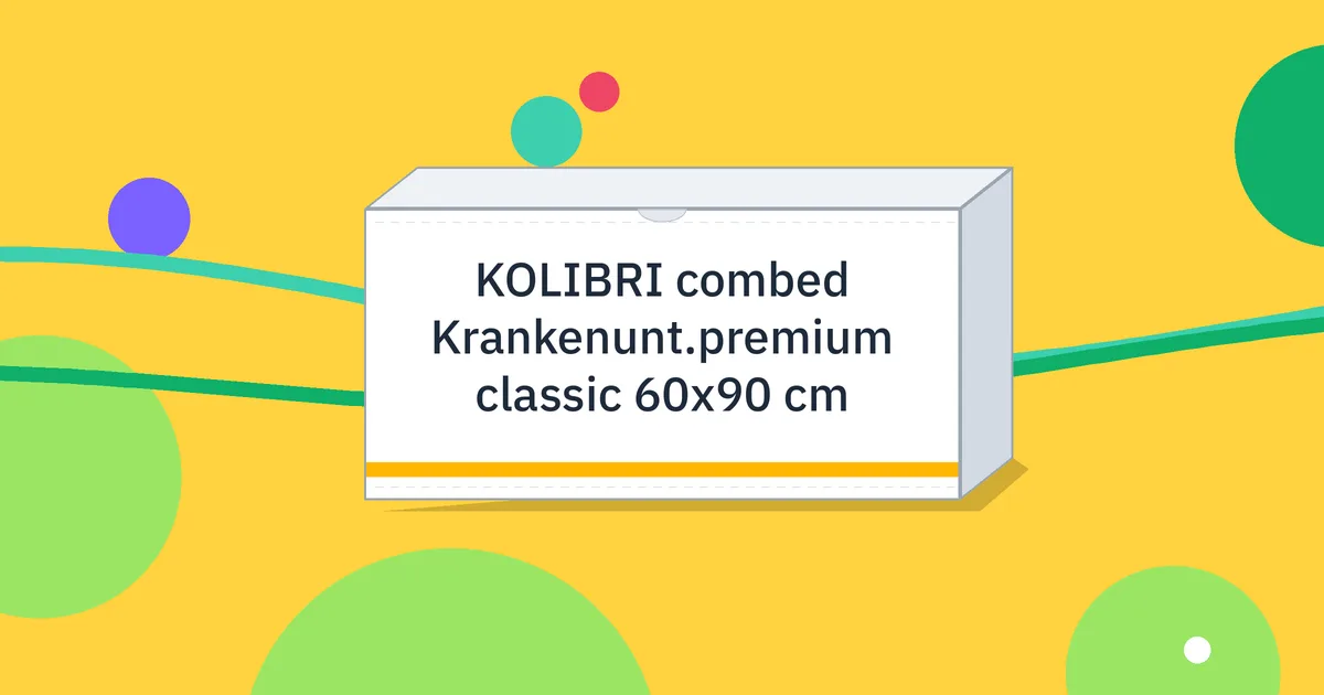 Symbolbild: Packung mit der Aufschrift KOLIBRI combed Krankenunt.premium classic 60x90 cm (PZN 11036917) – Verfügbarkeit und Bezug in Apotheken in Frankfurt am Main