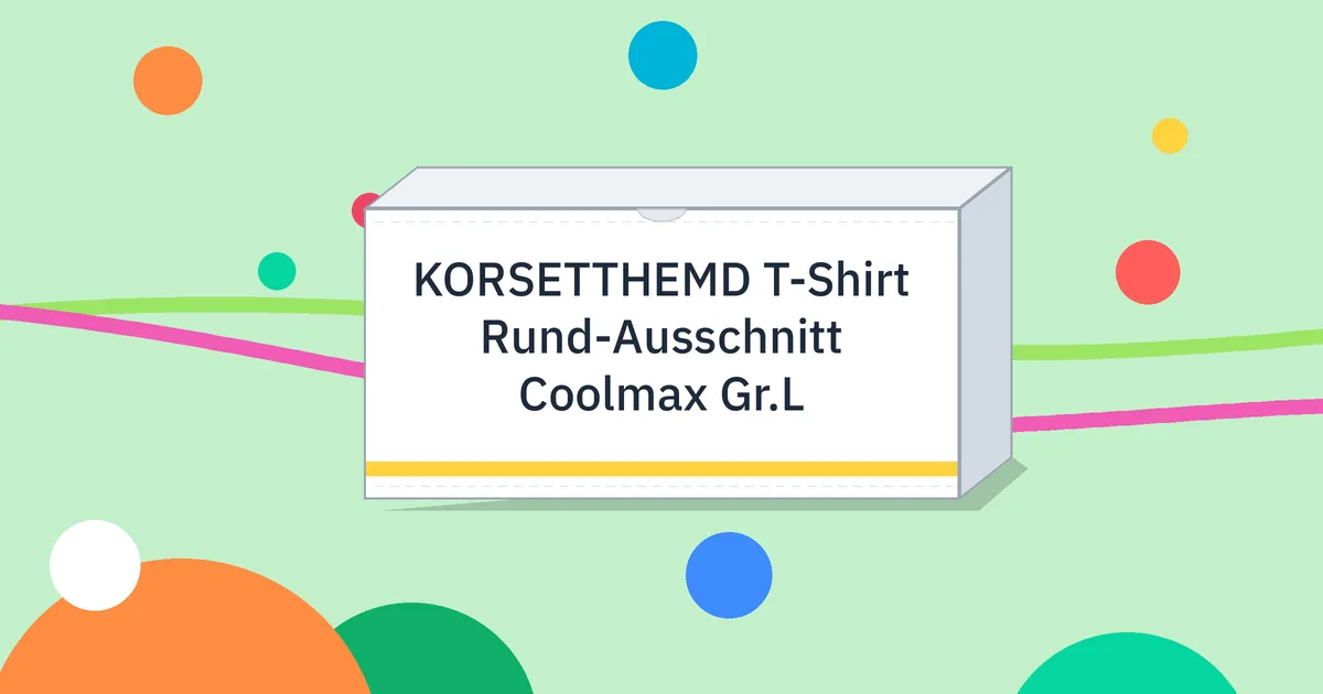 Symbolbild: Packung mit der Aufschrift KORSETTHEMD T-Shirt Rund-Ausschnitt Coolmax Gr.L (PZN 09639301) – Verfügbarkeit und Bezug in Apotheken in Frankfurt am Main