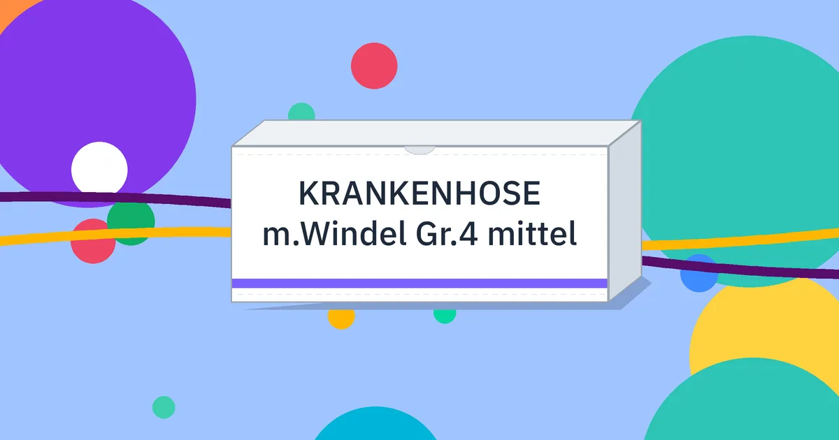 Symbolbild: Packung mit der Aufschrift KRANKENHOSE m.Windel Gr.4 mittel (PZN 02441978) – Verfügbarkeit und Bezug in Apotheken in Frankfurt am Main