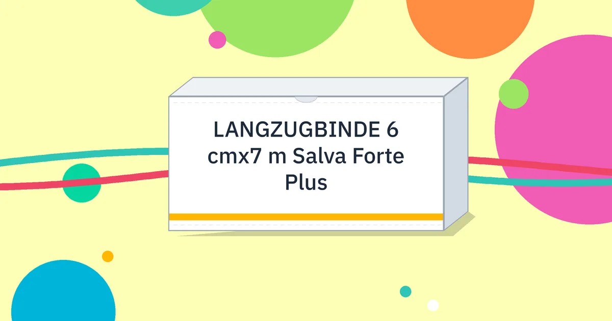 Symbolbild: Packung mit der Aufschrift LANGZUGBINDE 6 cmx7 m Salva Forte Plus (PZN 10351580) – Verfügbarkeit und Bezug in Apotheken in Frankfurt am Main