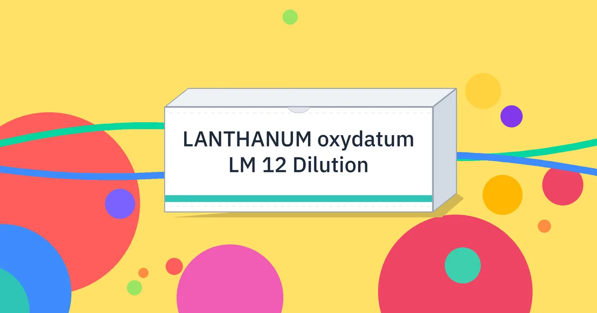 Symbolbild: Packung mit der Aufschrift LANTHANUM oxydatum LM 12 Dilution (PZN 13522214) – Verfügbarkeit und Bezug in Apotheken in Frankfurt am Main