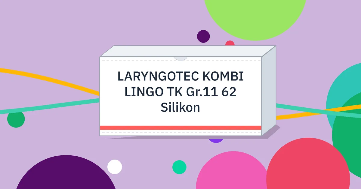 Symbolbild: Packung mit der Aufschrift LARYNGOTEC KOMBI LINGO TK Gr.11 62 Silikon (PZN 19186065) – Verfügbarkeit und Bezug in Apotheken in Frankfurt am Main