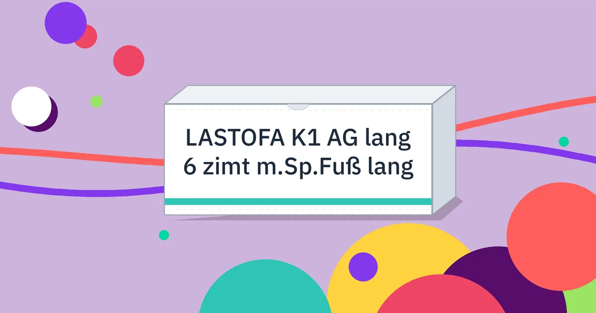 Symbolbild: Packung mit der Aufschrift LASTOFA K1 AG lang 6 zimt m.Sp.Fuß lang (PZN 13794102) – Verfügbarkeit und Bezug in Apotheken in Frankfurt am Main