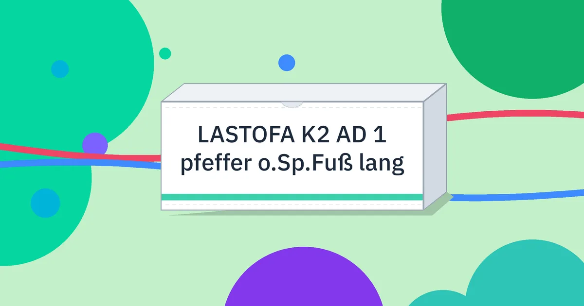 Symbolbild: Packung mit der Aufschrift LASTOFA K2 AD 1 pfeffer o.Sp.Fuß lang (PZN 14147066) – Verfügbarkeit und Bezug in Apotheken in Frankfurt am Main