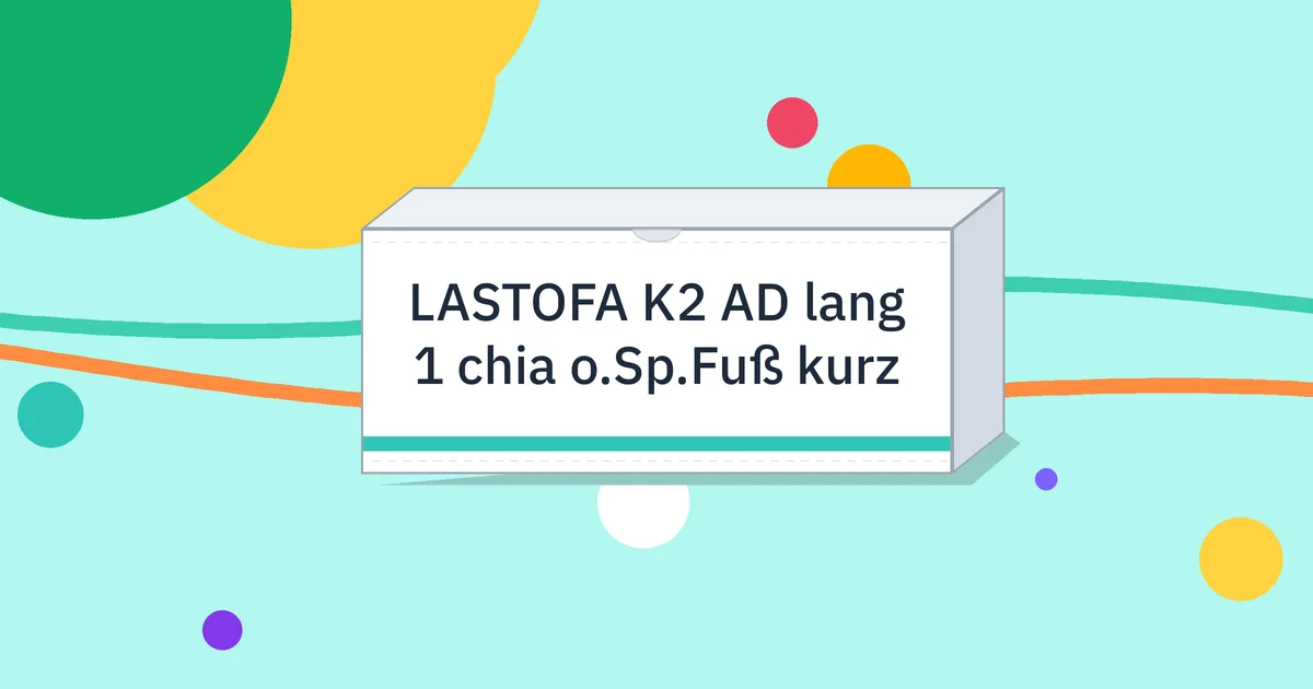 Symbolbild: Packung mit der Aufschrift LASTOFA K2 AD lang 1 chia o.Sp.Fuß kurz (PZN 13799387) – Verfügbarkeit und Bezug in Apotheken in Frankfurt am Main