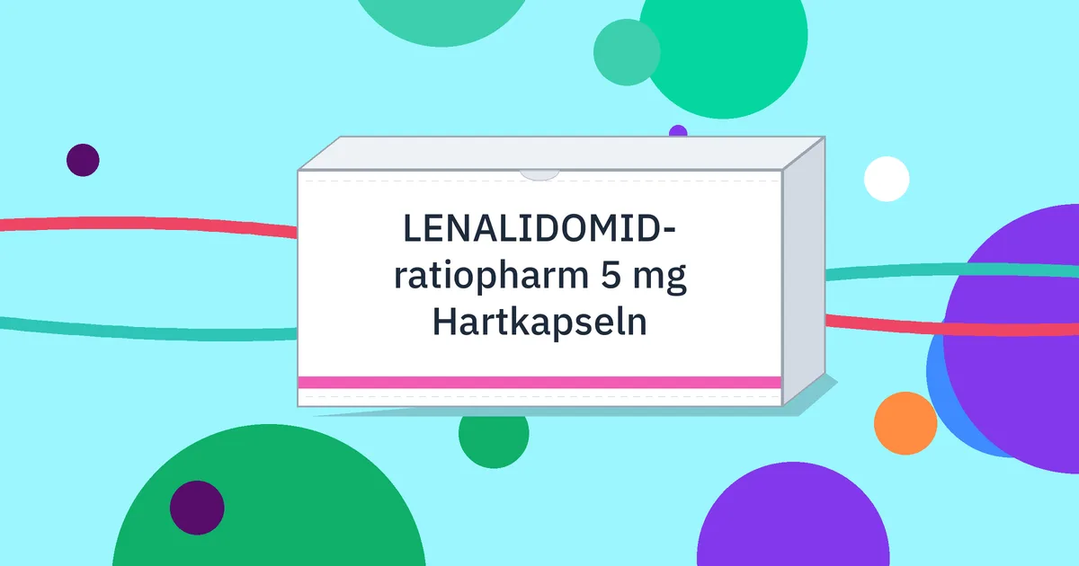 Symbolbild: Packung mit der Aufschrift LENALIDOMID-ratiopharm 5 mg Hartkapseln (PZN 18372736) – Verfügbarkeit und Bezug in Apotheken in Frankfurt am Main