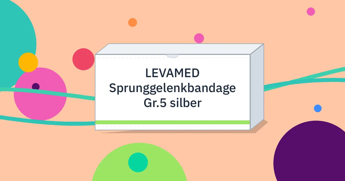 Symbolbild: Packung mit der Aufschrift LEVAMED Sprunggelenkbandage Gr.5 silber (PZN 19170673) – Verfügbarkeit und Bezug in Apotheken in Frankfurt am Main