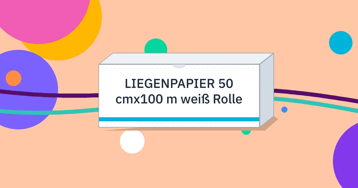 Symbolbild: Packung mit der Aufschrift LIEGENPAPIER 50 cmx100 m weiß Rolle (PZN 03719720) – Verfügbarkeit und Bezug in Apotheken in Frankfurt am Main