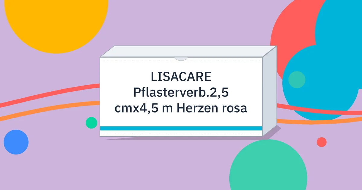 Symbolbild: Packung mit der Aufschrift LISACARE Pflasterverb.2,5 cmx4,5 m Herzen rosa (PZN 17891664) – Verfügbarkeit und Bezug in Apotheken in Frankfurt am Main