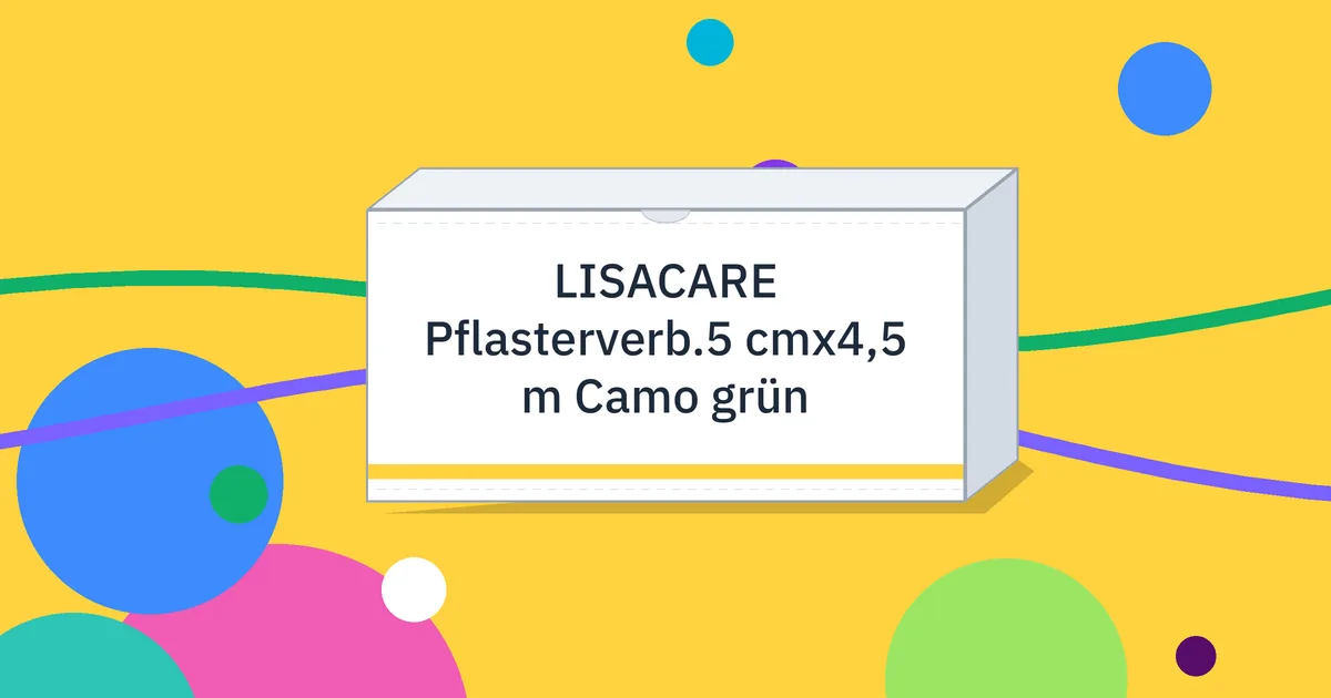 Symbolbild: Packung mit der Aufschrift LISACARE Pflasterverb.5 cmx4,5 m Camo grün (PZN 17892132) – Verfügbarkeit und Bezug in Apotheken in Frankfurt am Main