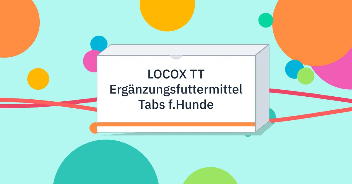 Symbolbild: Packung mit der Aufschrift LOCOX TT Ergänzungsfuttermittel Tabs f.Hunde (PZN 19491822) – Verfügbarkeit und Bezug in Apotheken in Frankfurt am Main