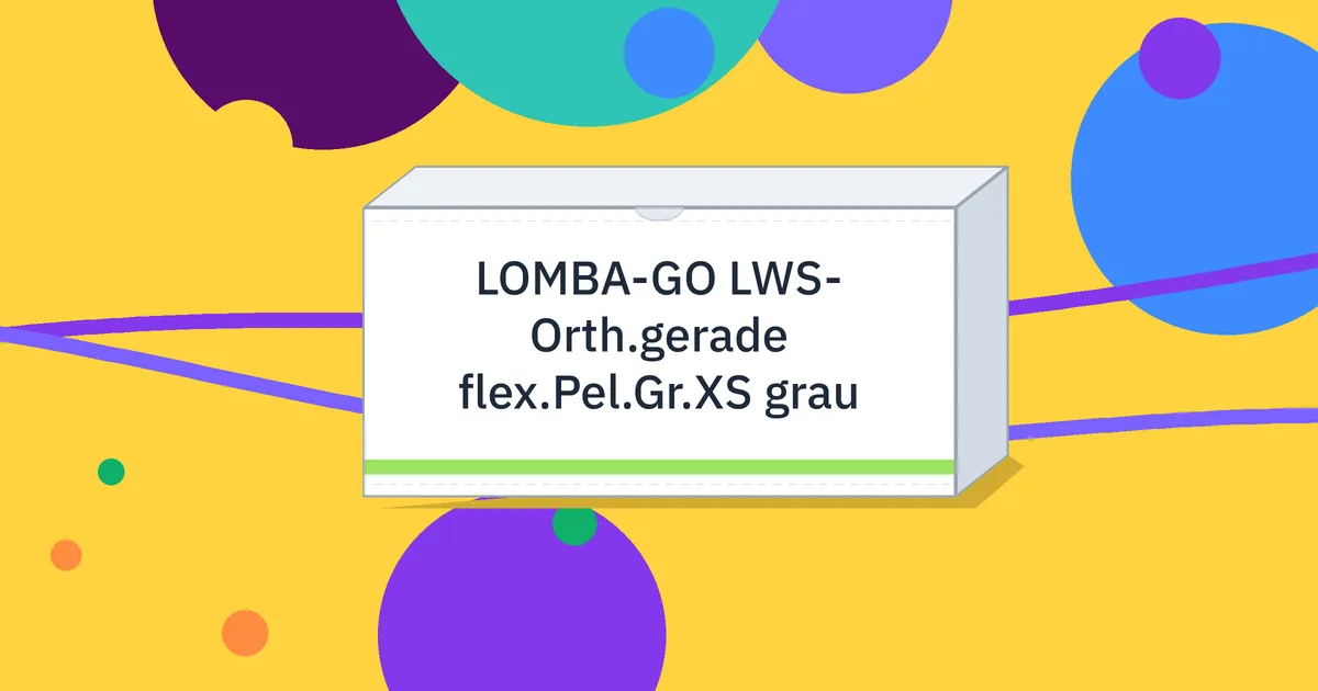 Symbolbild: Packung mit der Aufschrift LOMBA-GO LWS-Orth.gerade flex.Pel.Gr.XS grau (PZN 10064320) – Verfügbarkeit und Bezug in Apotheken in Frankfurt am Main