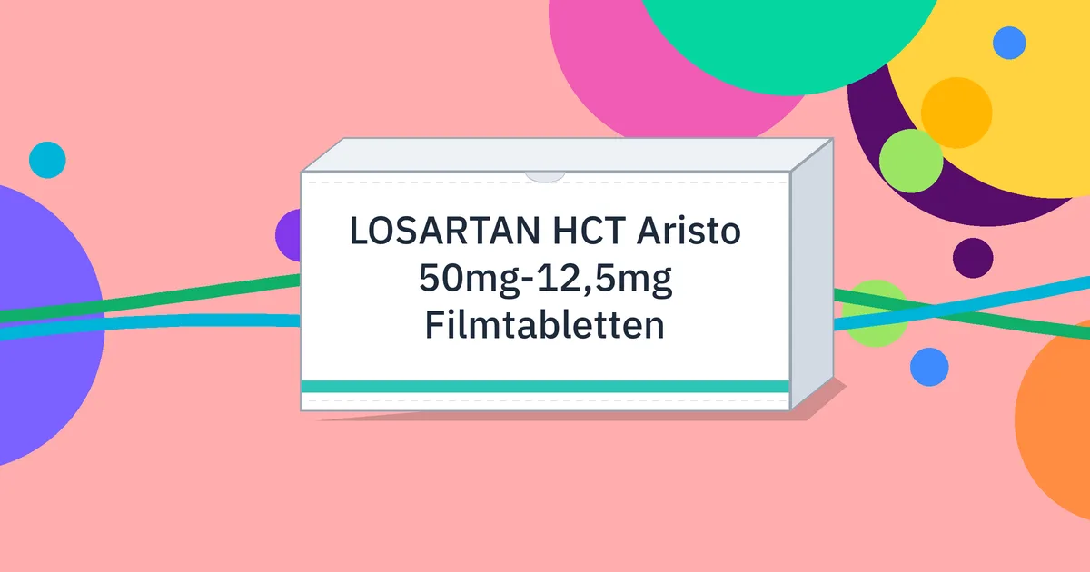 Symbolbild: Packung mit der Aufschrift LOSARTAN HCT Aristo 50mg-12,5mg Filmtabletten (PZN 07510589) – Verfügbarkeit und Bezug in Apotheken in Frankfurt am Main