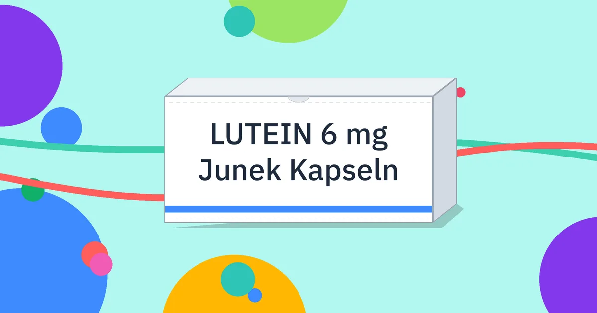 Symbolbild: Packung mit der Aufschrift LUTEIN 6 mg Junek Kapseln (PZN 10396418) – Verfügbarkeit und Bezug in Apotheken in Frankfurt am Main