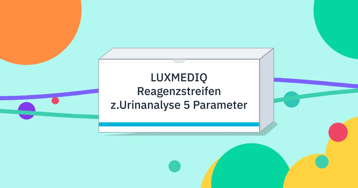 Symbolbild: Packung mit der Aufschrift LUXMEDIQ Reagenzstreifen z.Urinanalyse 5 Parameter (PZN 19921694) – Verfügbarkeit und Bezug in Apotheken in Frankfurt am Main