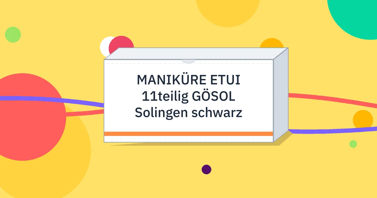Symbolbild: Packung mit der Aufschrift MANIKÜRE ETUI 11teilig GÖSOL Solingen schwarz (PZN 10350468) – Verfügbarkeit und Bezug in Apotheken in Frankfurt am Main