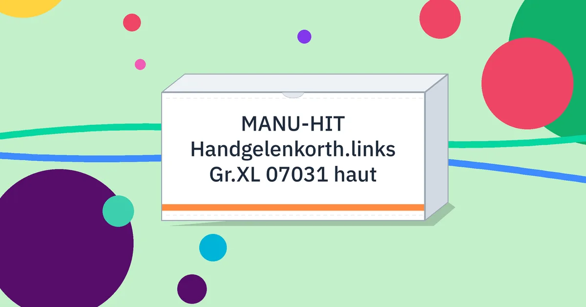 Symbolbild: Packung mit der Aufschrift MANU-HIT Handgelenkorth.links Gr.XL 07031 haut (PZN 03097230) – Verfügbarkeit und Bezug in Apotheken in Frankfurt am Main