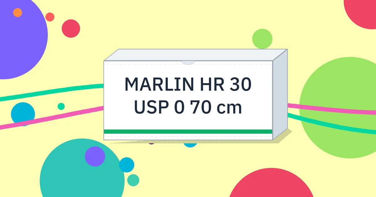 Symbolbild: Packung mit der Aufschrift MARLIN HR 30 USP 0 70 cm (PZN 07327661) – Verfügbarkeit und Bezug in Apotheken in Frankfurt am Main