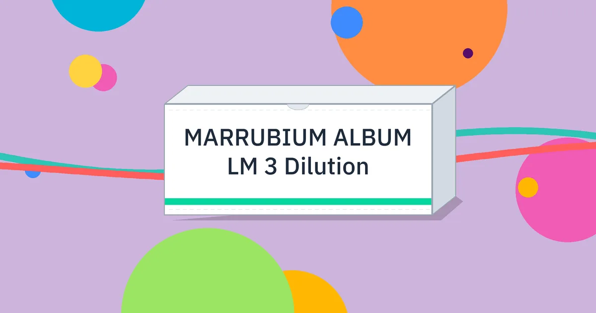 Symbolbild: Packung mit der Aufschrift MARRUBIUM ALBUM LM 3 Dilution (PZN 13601787) – Verfügbarkeit und Bezug in Apotheken in Frankfurt am Main