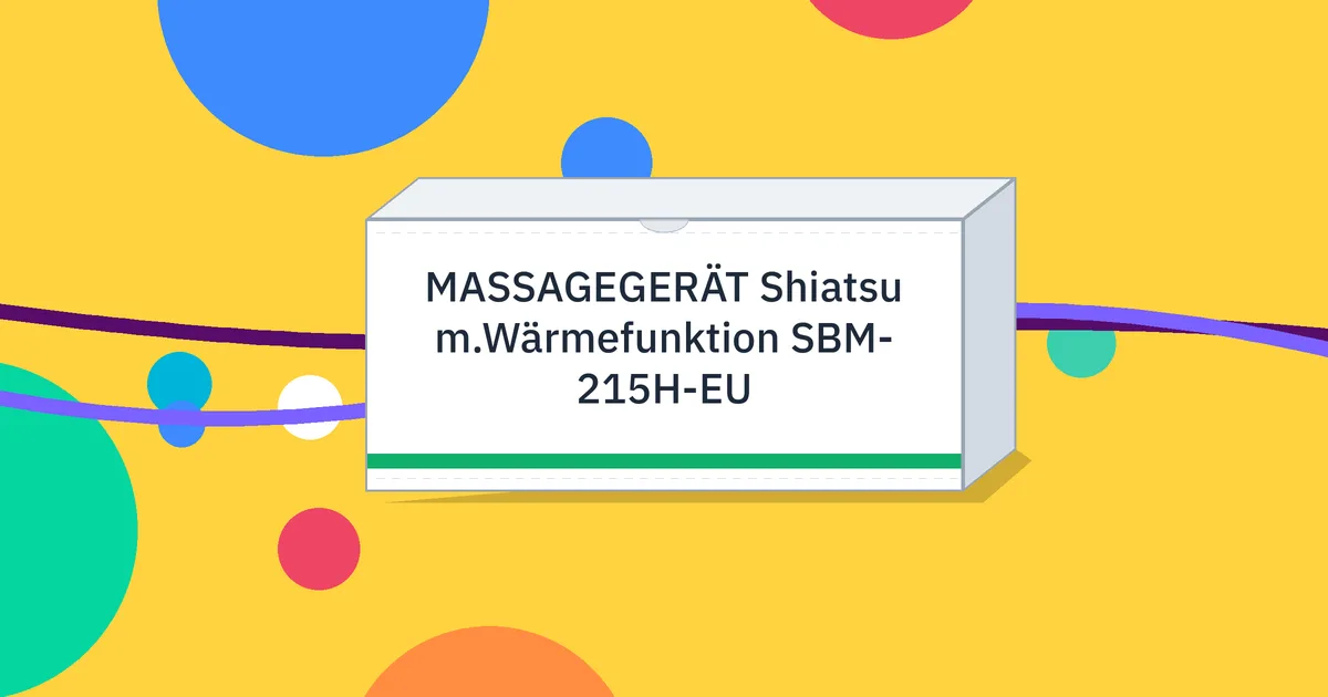Symbolbild: Packung mit der Aufschrift MASSAGEGERÄT Shiatsu m.Wärmefunktion SBM-215H-EU (PZN 09918018) – Verfügbarkeit und Bezug in Apotheken in Frankfurt am Main