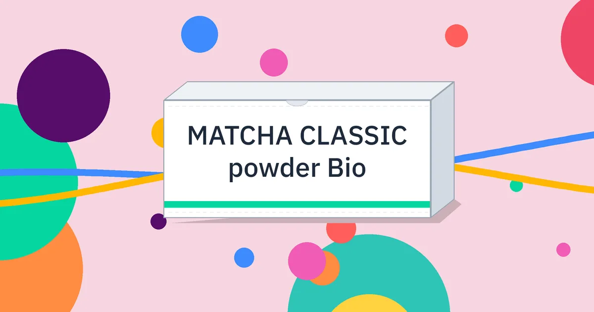 Symbolbild: Packung mit der Aufschrift MATCHA CLASSIC powder Bio (PZN 18412393) – Verfügbarkeit und Bezug in Apotheken in Frankfurt am Main