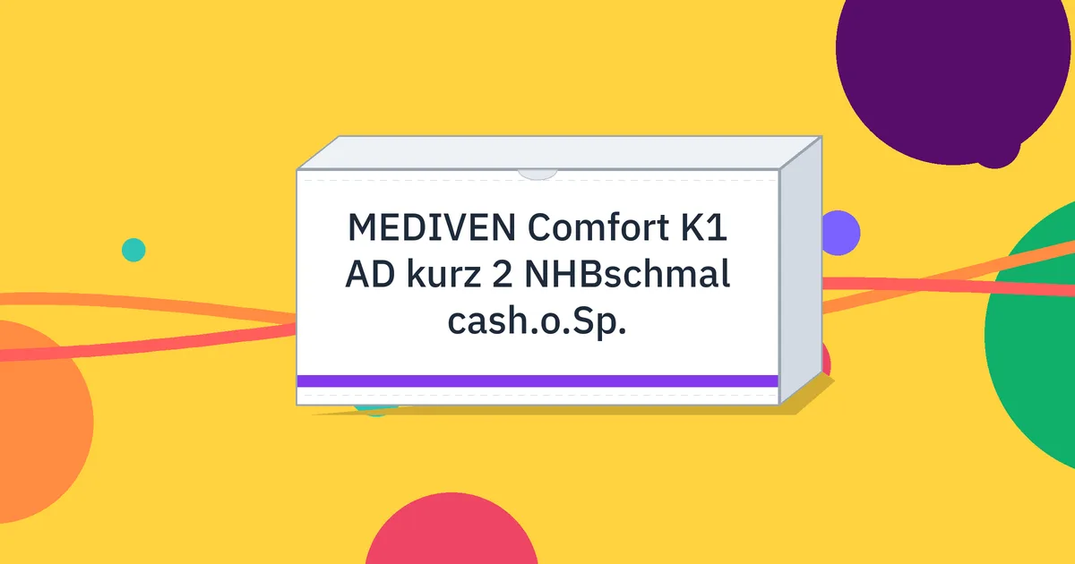 Symbolbild: Packung mit der Aufschrift MEDIVEN Comfort K1 AD kurz 2 NHBschmal cash.o.Sp. (PZN 14657761) – Verfügbarkeit und Bezug in Apotheken in Frankfurt am Main