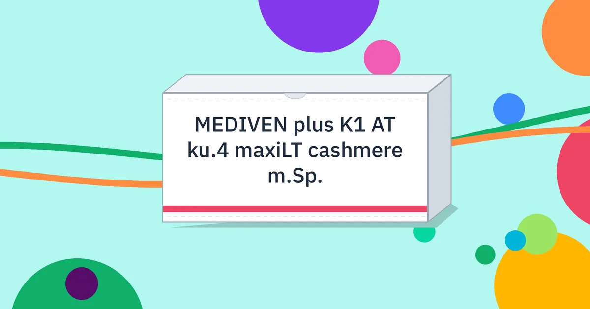 Symbolbild: Packung mit der Aufschrift MEDIVEN plus K1 AT ku.4 maxiLT cashmere m.Sp. (PZN 15069109) – Verfügbarkeit und Bezug in Apotheken in Frankfurt am Main