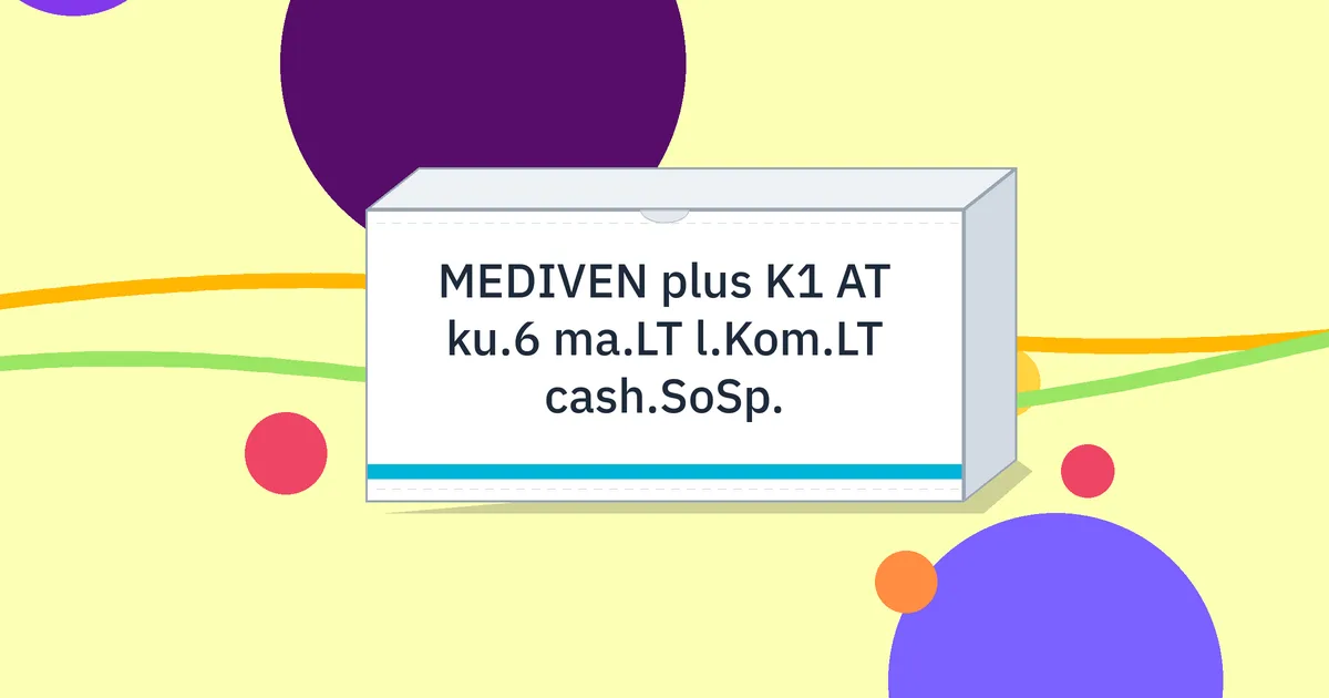 Symbolbild: Packung mit der Aufschrift MEDIVEN plus K1 AT ku.6 ma.LT l.Kom.LT cash.SoSp. (PZN 15071862) – Verfügbarkeit und Bezug in Apotheken in Frankfurt am Main