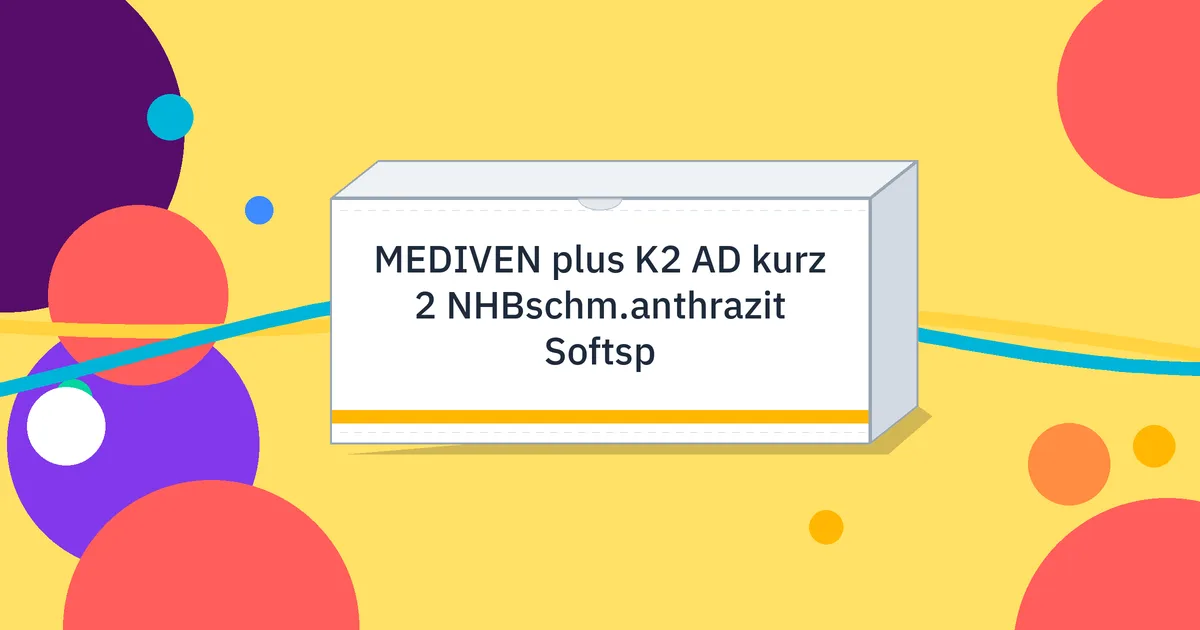 Symbolbild: Packung mit der Aufschrift MEDIVEN plus K2 AD kurz 2 NHBschm.anthrazit Softsp (PZN 15926134) – Verfügbarkeit und Bezug in Apotheken in Frankfurt am Main