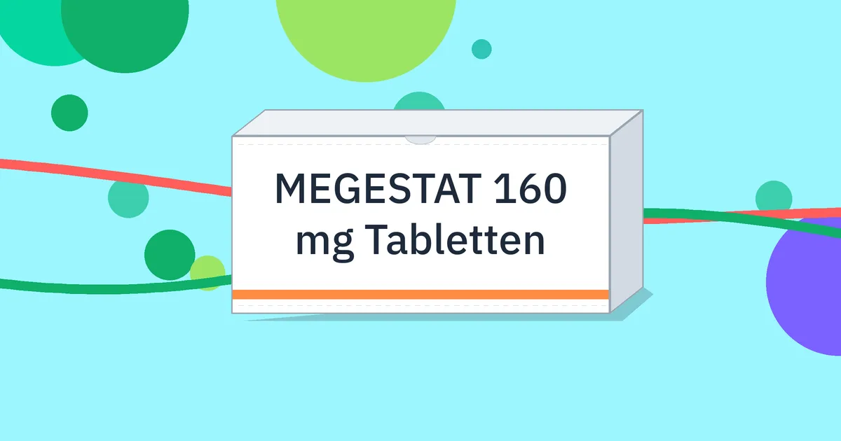 Symbolbild: Packung mit der Aufschrift MEGESTAT 160 mg Tabletten (PZN 00970098) – Verfügbarkeit und Bezug in Apotheken in Frankfurt am Main