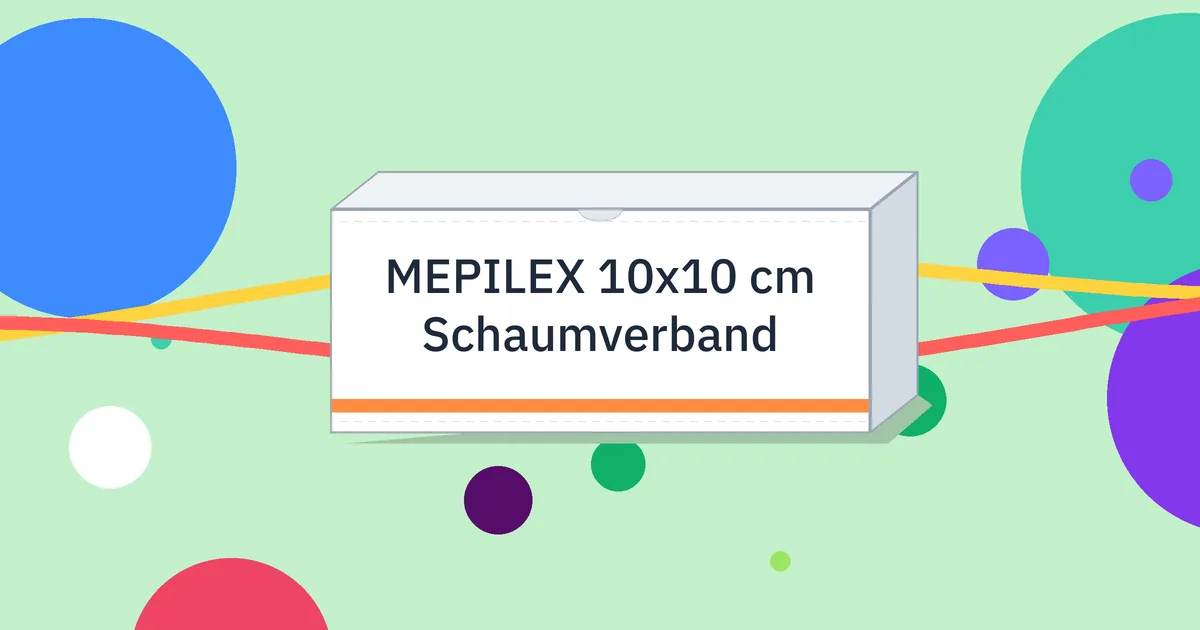 Symbolbild: Packung mit der Aufschrift MEPILEX 10x10 cm Schaumverband (PZN 08482122) – Verfügbarkeit und Bezug in Apotheken in Frankfurt am Main