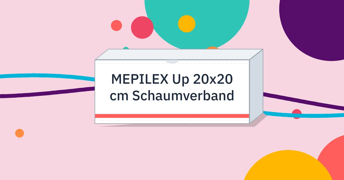 Symbolbild: Packung mit der Aufschrift MEPILEX Up 20x20 cm Schaumverband (PZN 09391261) – Verfügbarkeit und Bezug in Apotheken in Frankfurt am Main