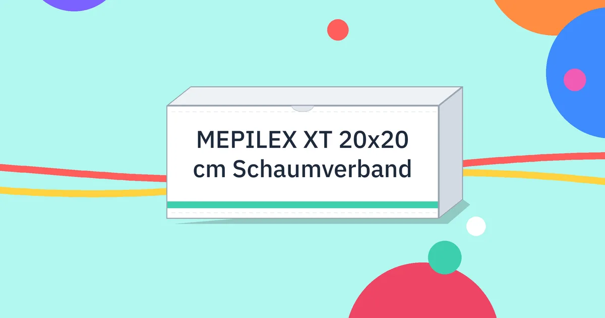 Symbolbild: Packung mit der Aufschrift MEPILEX XT 20x20 cm Schaumverband (PZN 19962173) – Verfügbarkeit und Bezug in Apotheken in Frankfurt am Main