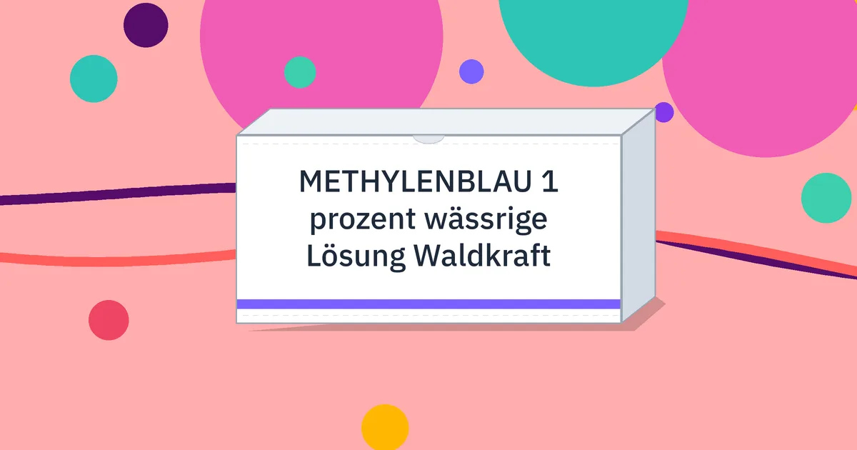 Symbolbild: Packung mit der Aufschrift METHYLENBLAU 1 prozent wässrige Lösung Waldkraft (PZN 20415996) – Verfügbarkeit und Bezug in Apotheken in Frankfurt am Main