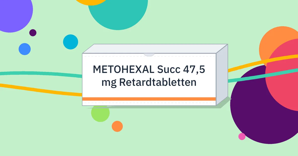 Symbolbild: Packung mit der Aufschrift METOHEXAL Succ 47,5 mg Retardtabletten (PZN 00850425) – Verfügbarkeit und Bezug in Apotheken in Frankfurt am Main