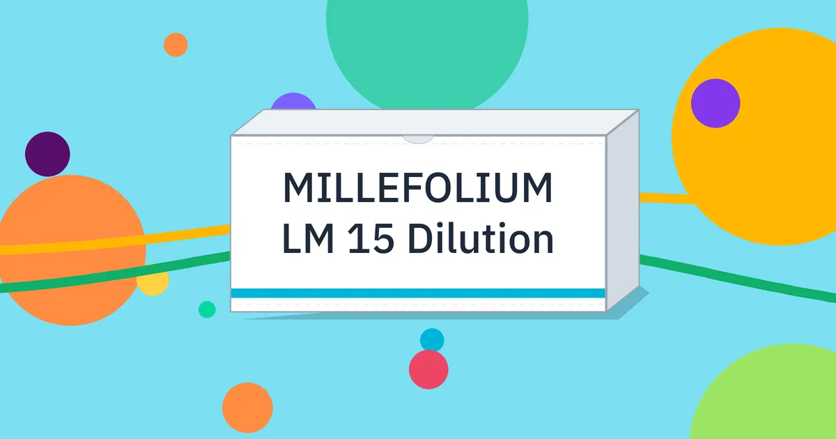 Symbolbild: Packung mit der Aufschrift MILLEFOLIUM LM 15 Dilution (PZN 13607991) – Verfügbarkeit und Bezug in Apotheken in Frankfurt am Main